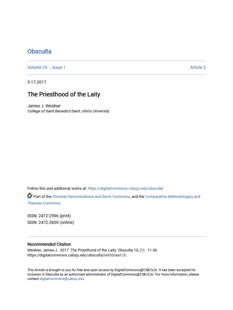 The Priesthood of The Laity | PDF | Laity | Priest