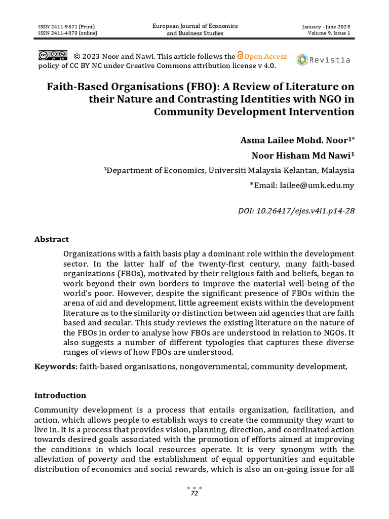 Lailee Et Al. - Unknown - Faith-Based Organisations (FBO) A Review of ...