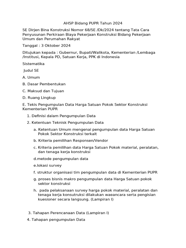 Ahsp Bidang Pupr Tahun 2024 | PDF