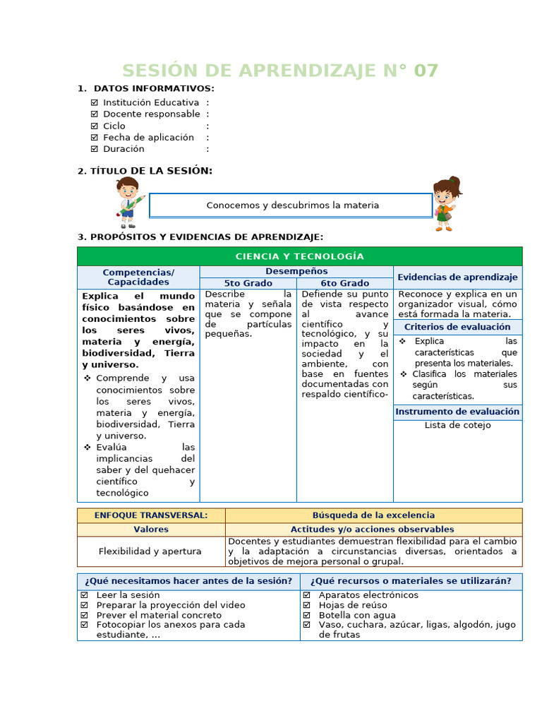 SESIÓN DE APRENDIZAJE N 27-11 - 24 Cyt | PDF | Importar | Masa
