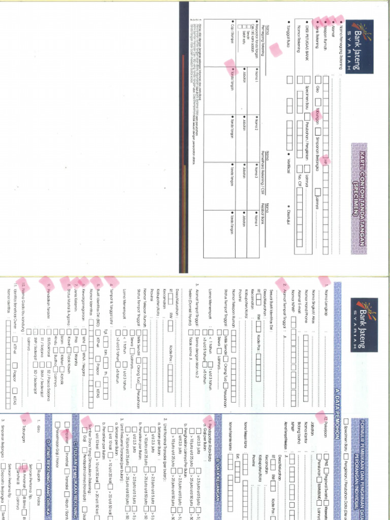 Pengisian Formulir Bank Jateng IG | PDF