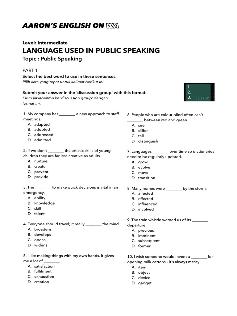 Language Used in Public Speaking | PDF