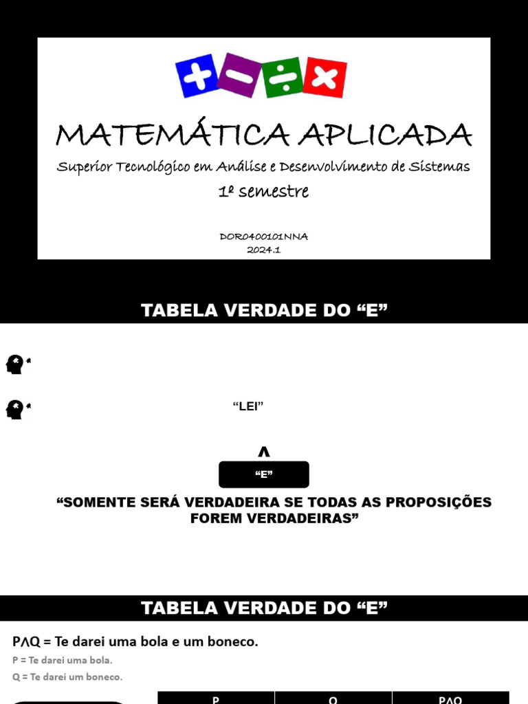 Tabelas Verdade e Conectivos Lógicos | PDF | Lógica matemática | Verdade