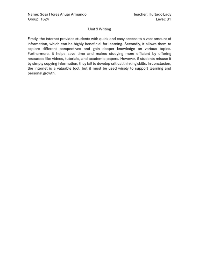 Unit 9 Writing | PDF