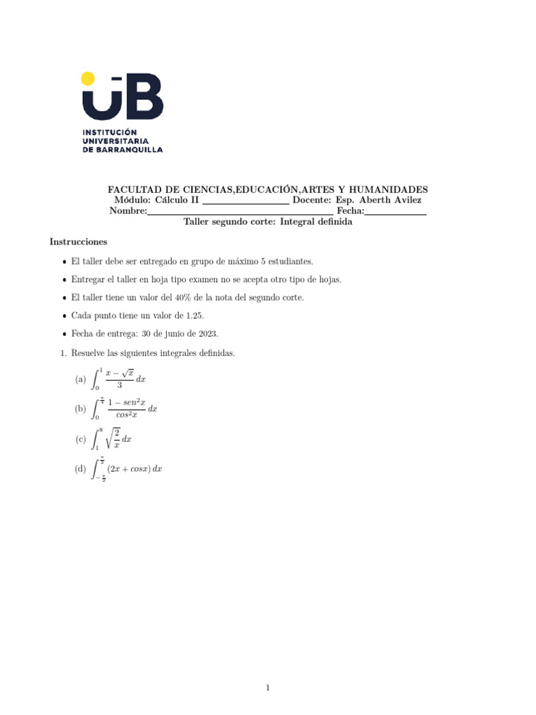 Taller Segundo Corte. | PDF