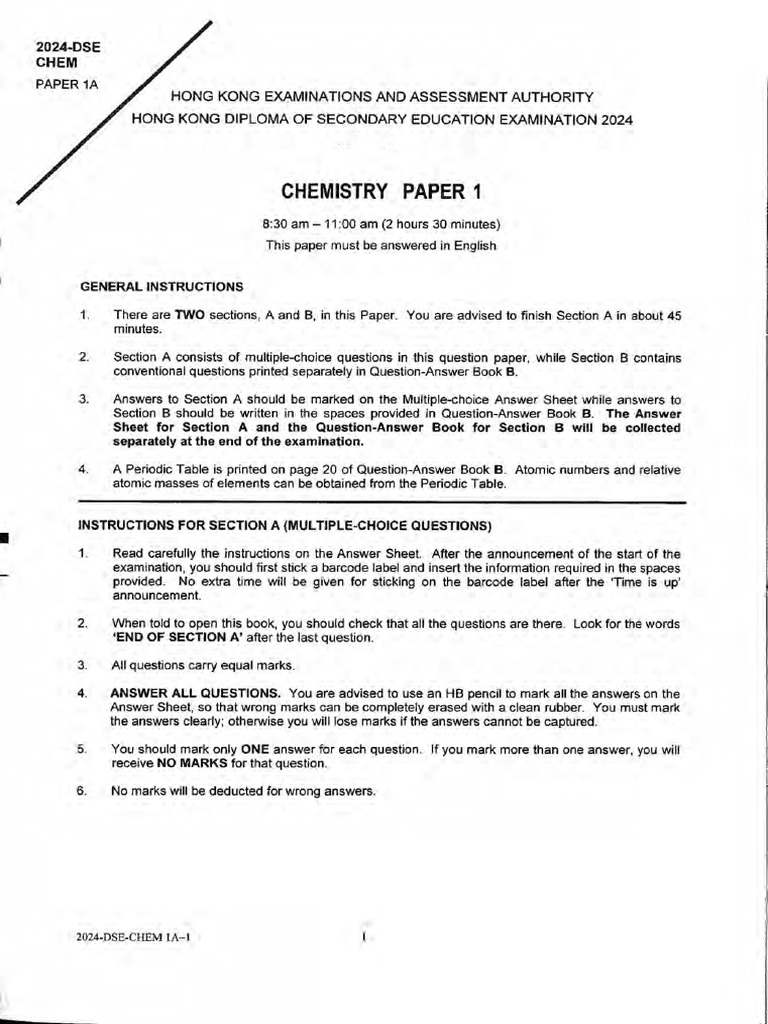 2024 Dse Chem P1 e | PDF
