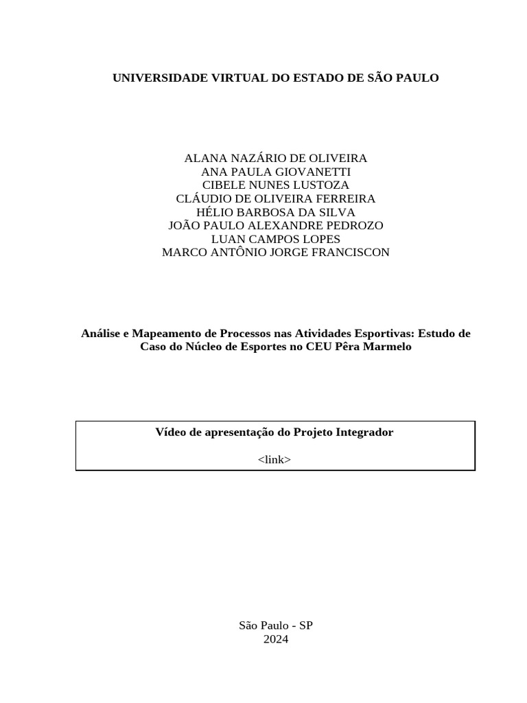 Mapeamento de Processos Esportivos CEU Pêra Marmelo | PDF | Kernel ...