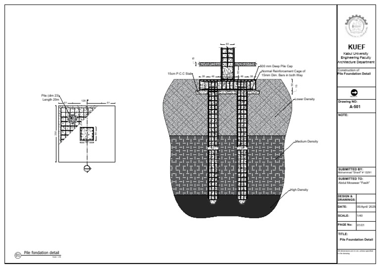 Pile Foundation Detail Drawing A-501 | PDF | Structural Engineering ...