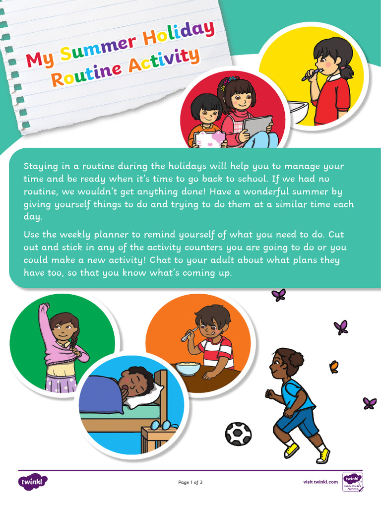 My Summer Holiday Routine Activity | PDF