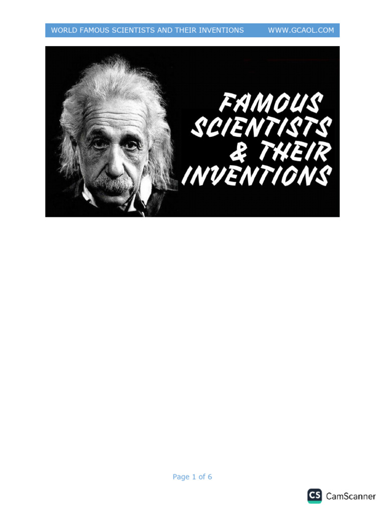 World Famous Scientists and Their Inventions | PDF