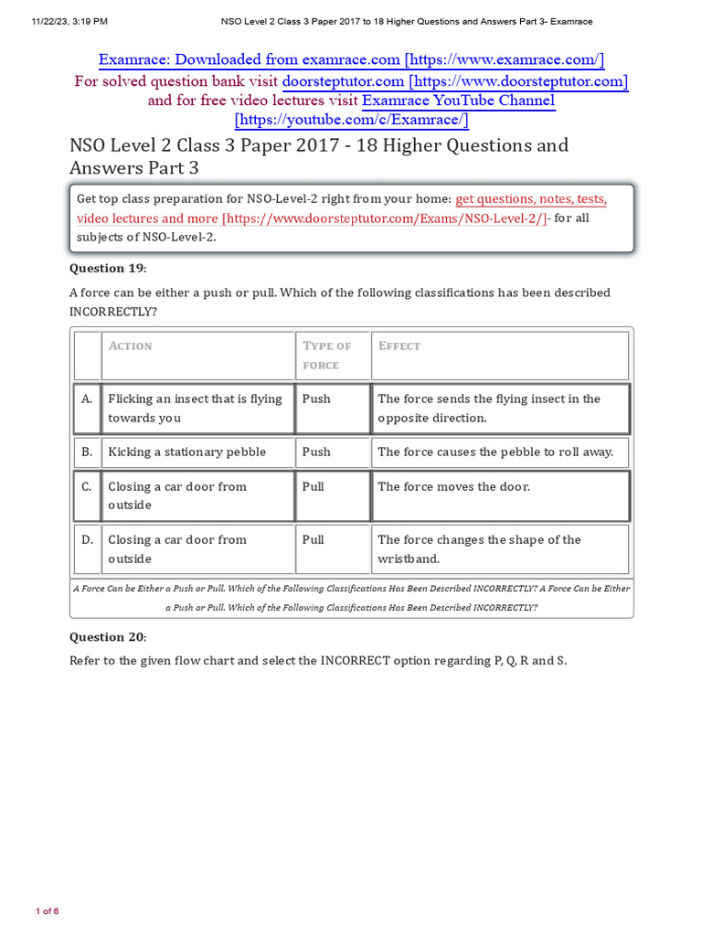 NSO Level 2 Class 3 Paper 2017 18 Part 3 | PDF | Predation | Zoology
