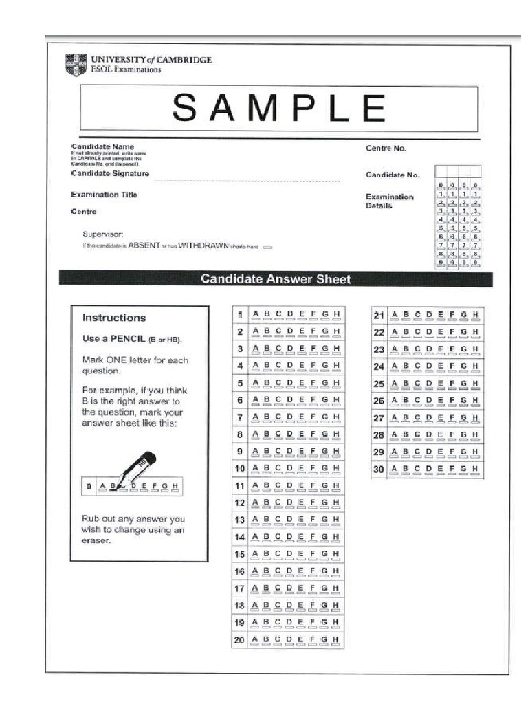 Answer Sheet | PDF