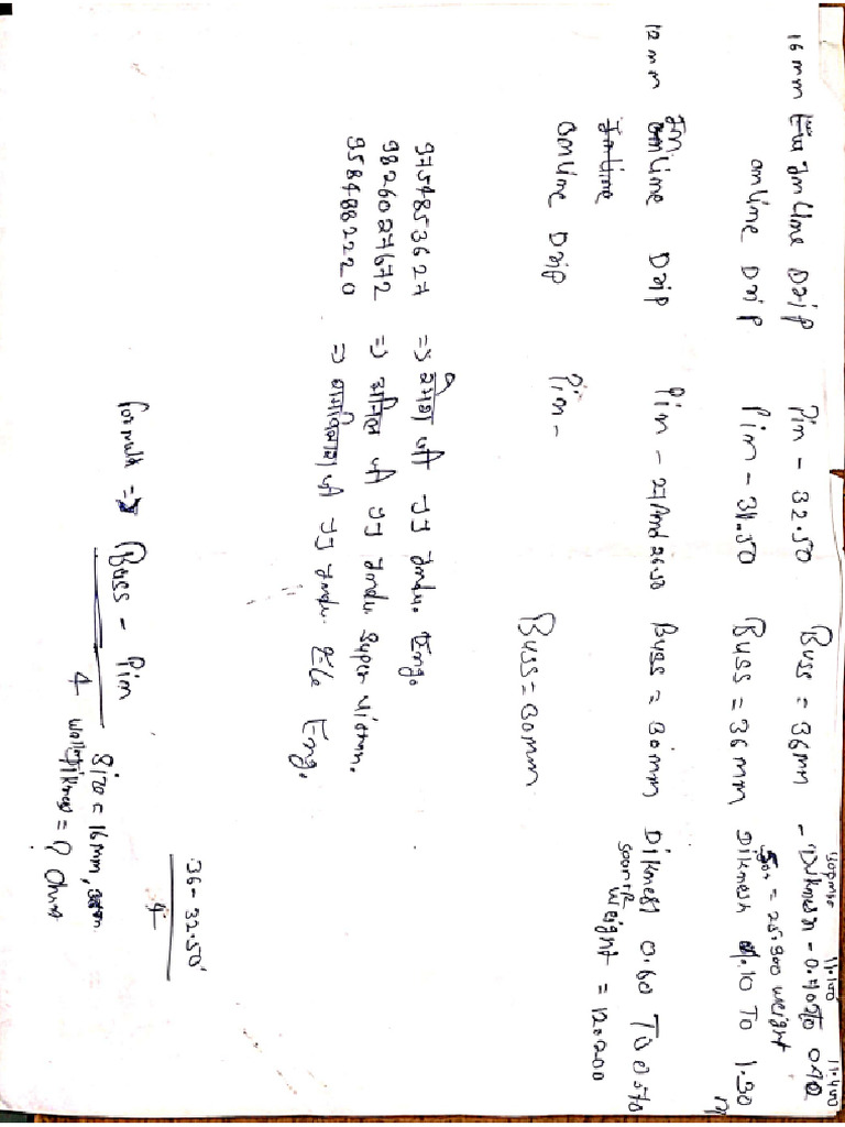 Drip Pipe Size Chart - Split | PDF