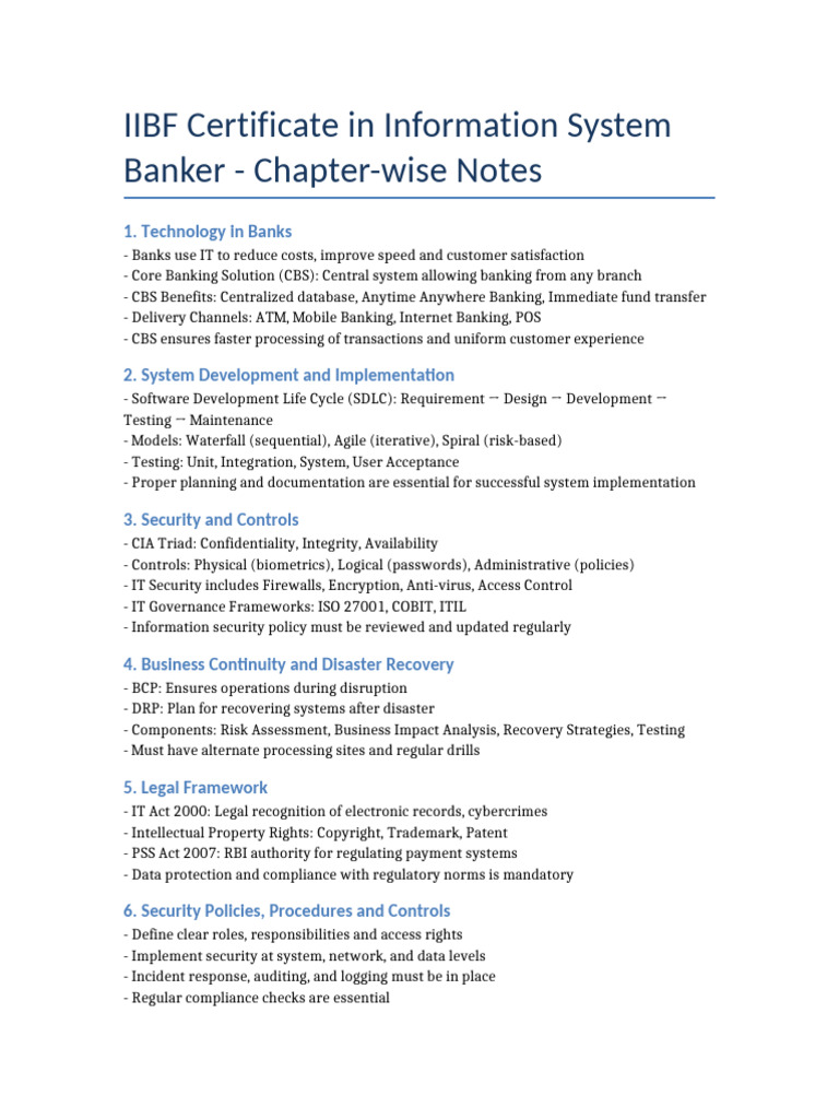 IIBF Information System Banker Notes | PDF | Service Level Agreement ...