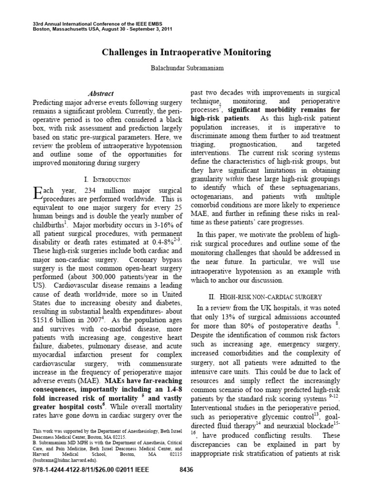 Intraoperative Hypotension Monitoring Challenges | PDF | Surgery ...