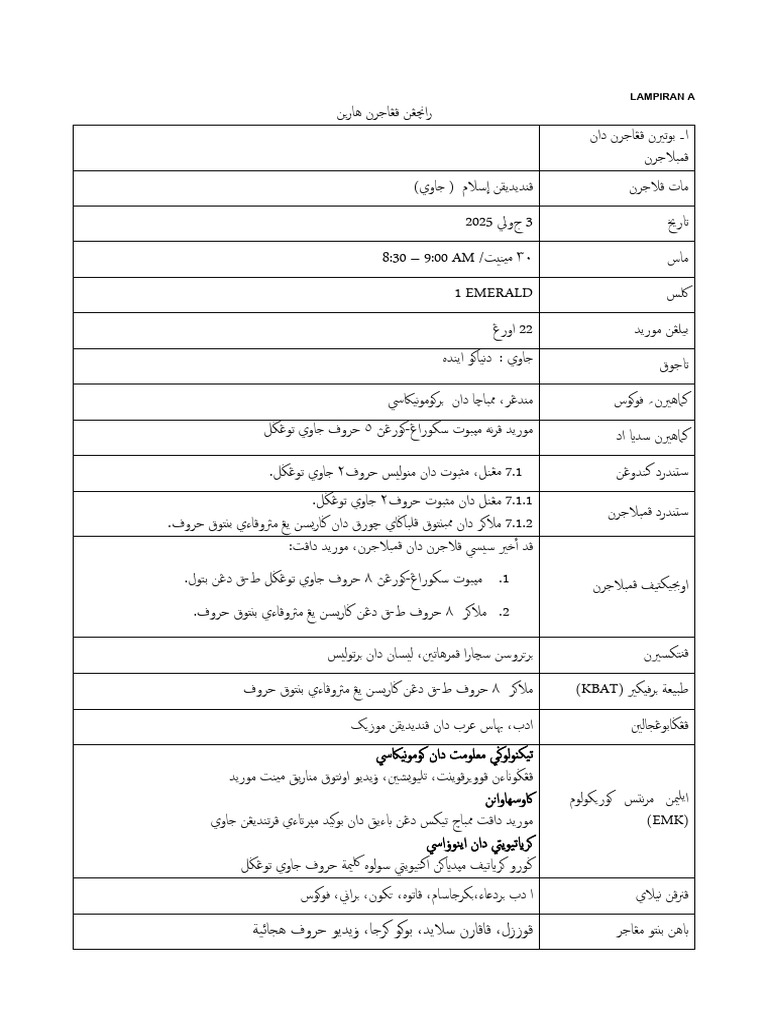 RPH Pij Tahun 1e M3 | PDF