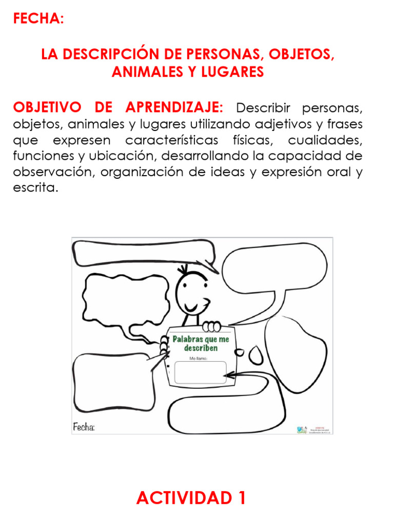 Descripción de Personas y Objetos | PDF | Adjetivo | Cognición