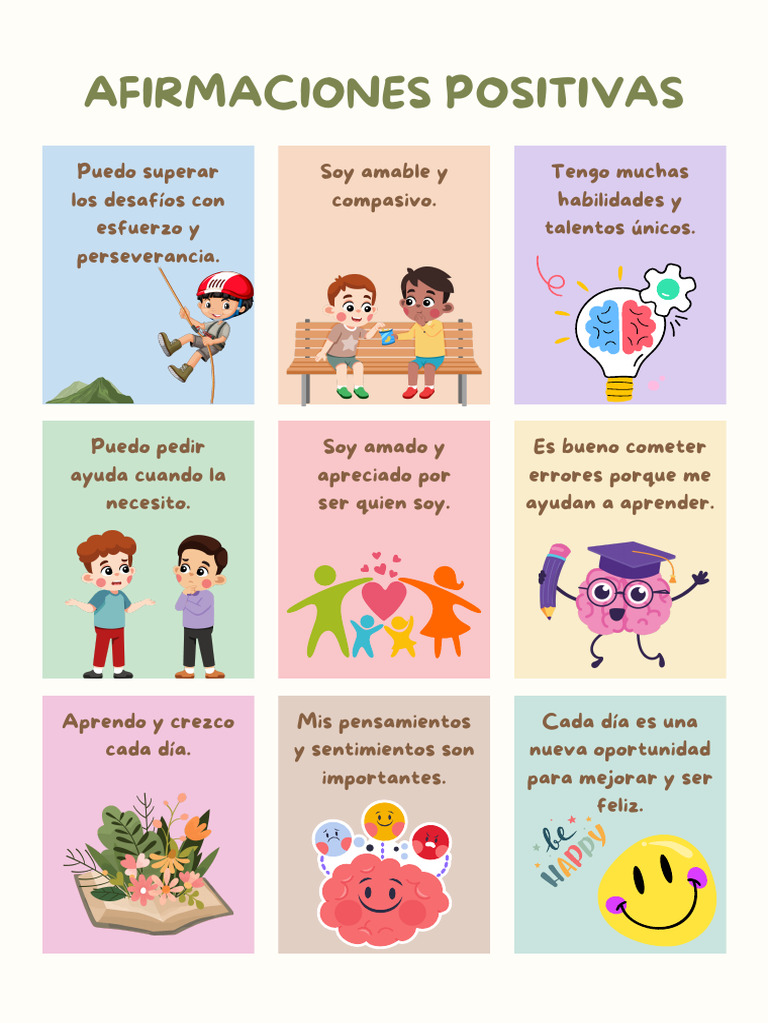 Cartel de Afirmaciones Positivas Ilustrado Pastel Verde y Beige | PDF