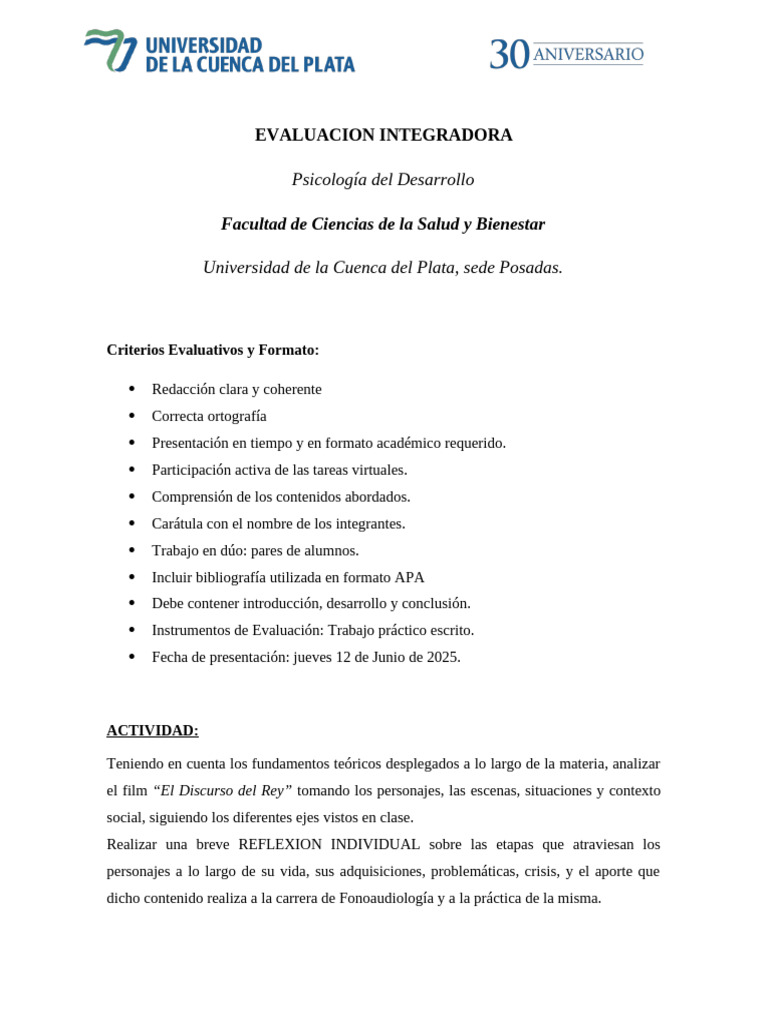 Consigna-Integrador Desarrollo Fono | PDF