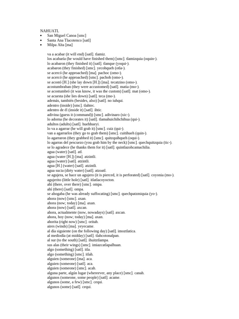 Nahuatl de San Miguel Canoa | PDF
