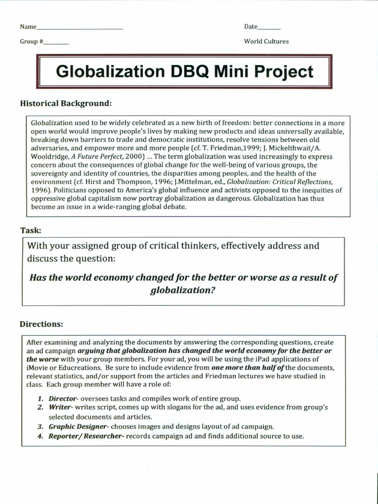 Globalization DBQ Project | PDF