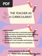 The Teacher As A Curricularist | PDF | Curriculum | Teachers