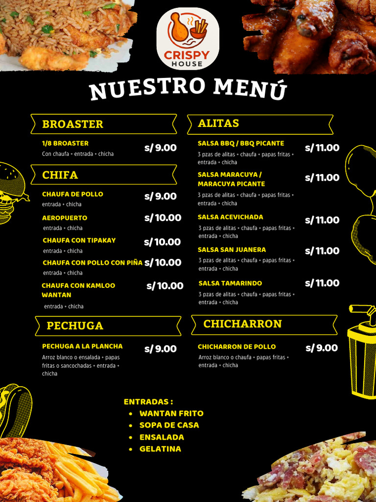 Carta Crispy House | PDF | Comida y bebida | Cocina occidental