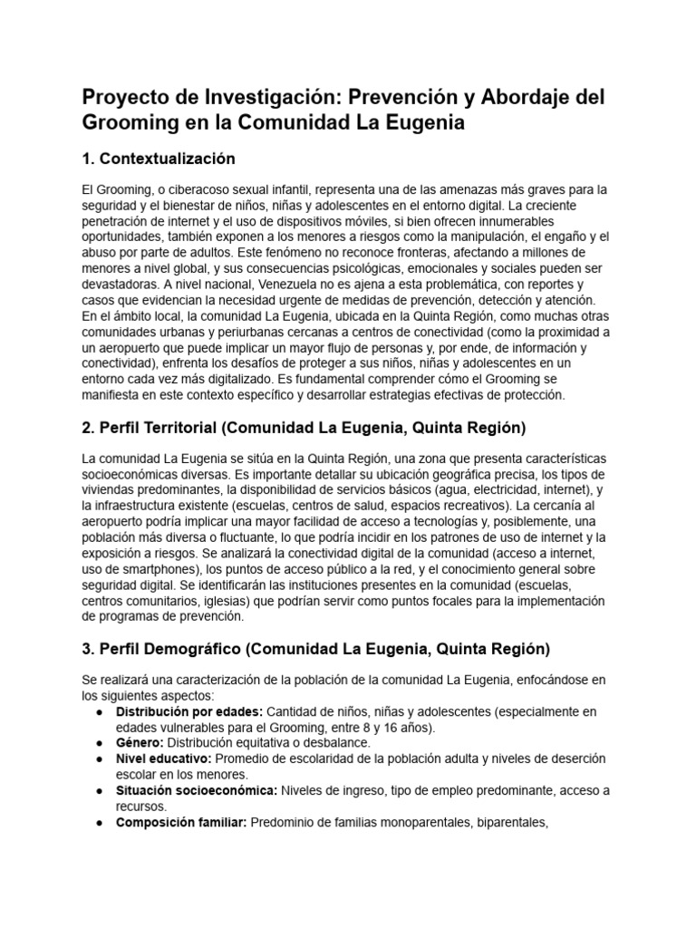 Proyecto Del Grooming | PDF | Internet | Adolescencia