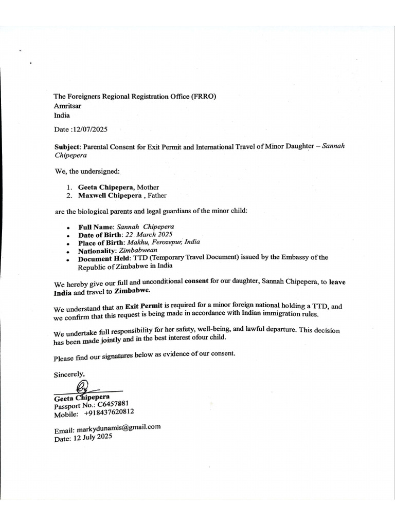 Parental Concent 12 July | PDF