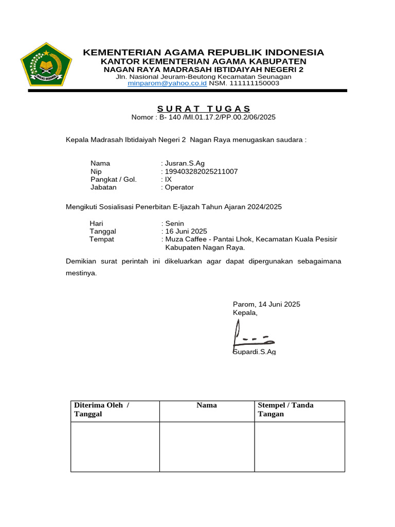 Surat Tugas An - Salmi | PDF