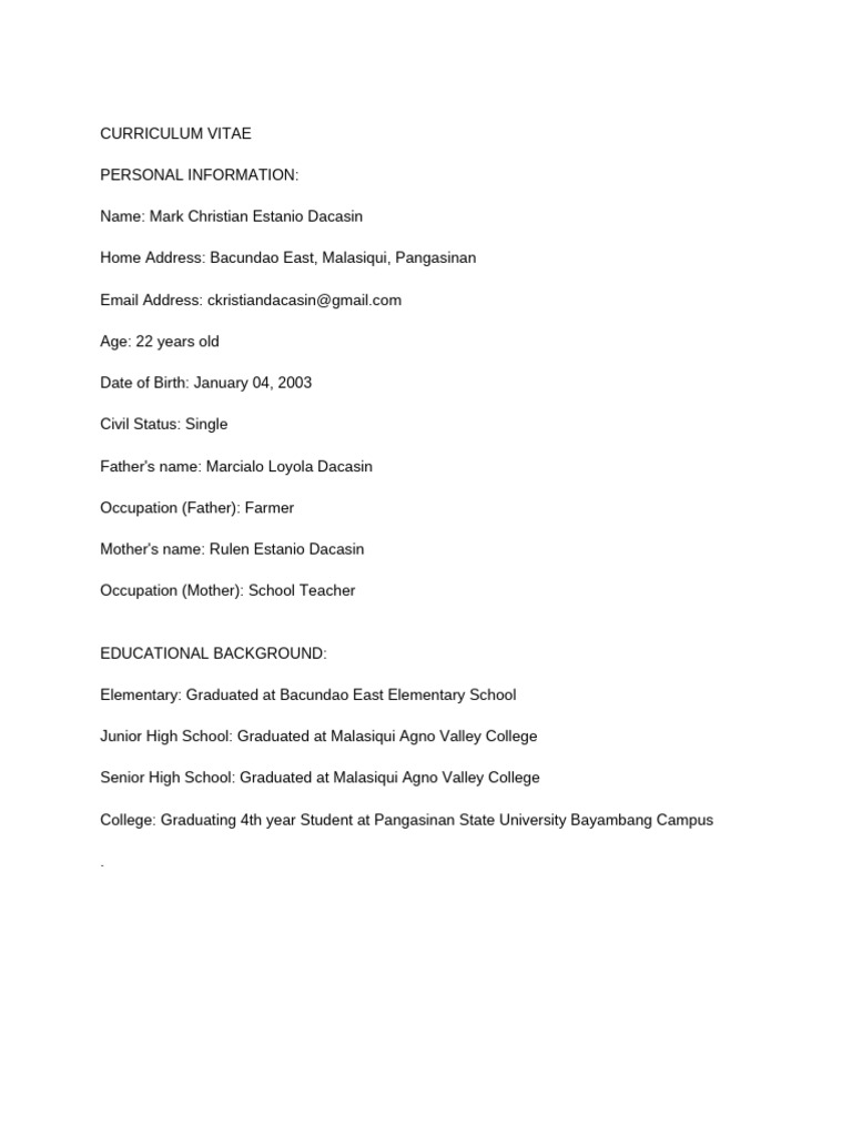 Dacasin-Curriculum Vitae | PDF