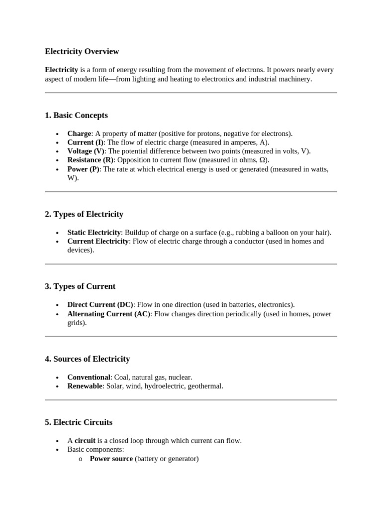 Electricity Overview | PDF