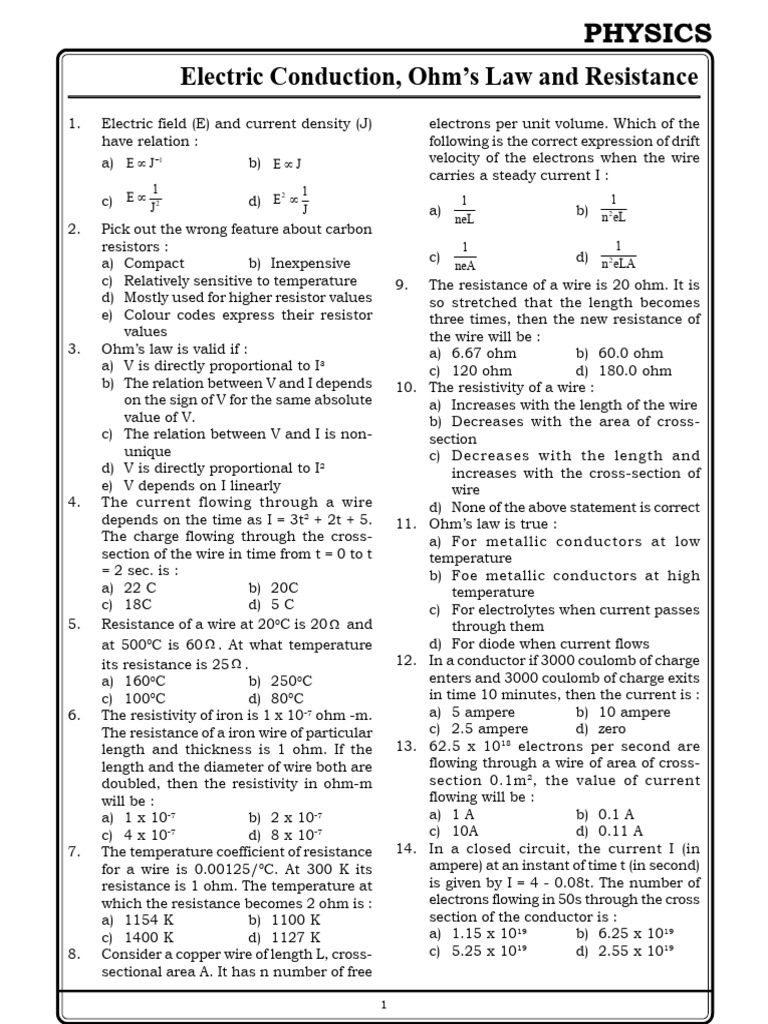 Electric Conduction and Ohm's Law Guide | PDF | Electrical Resistivity ...