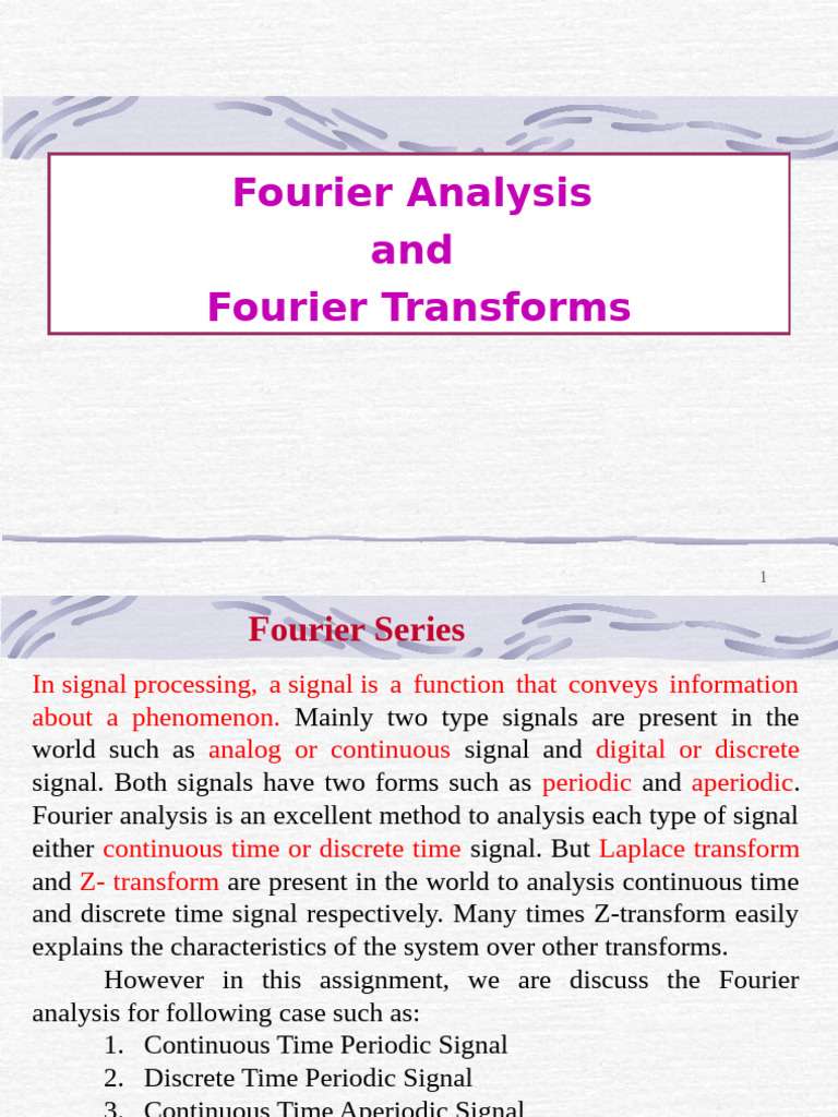 Lectures PPT2020 2021 Fourier Series FT Laplace Transform Lectures | PDF | Spectral Density ...