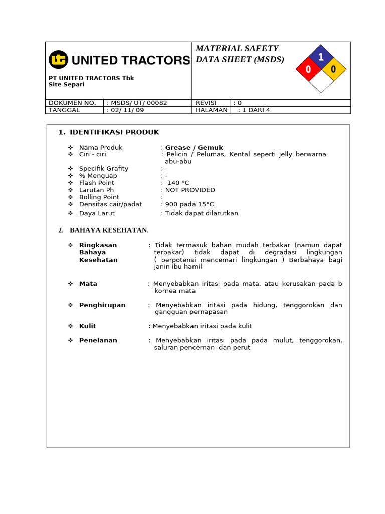 MSDS 00082 Grease | PDF