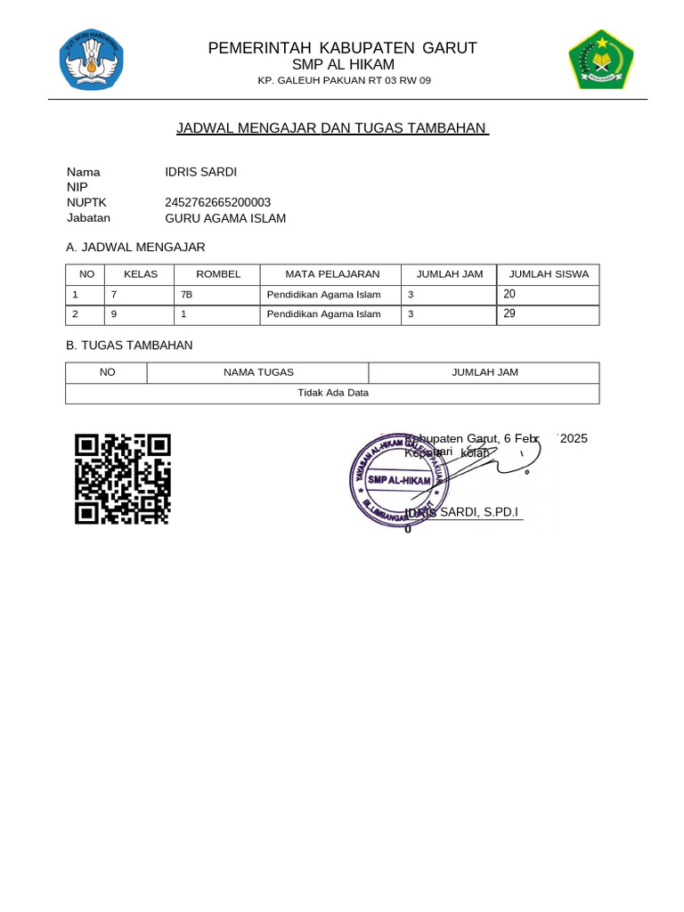 Jadwal-Idris Sardi 01 | PDF