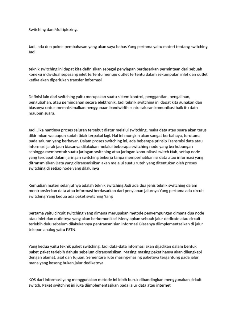Switching Dan Multiplexing | PDF