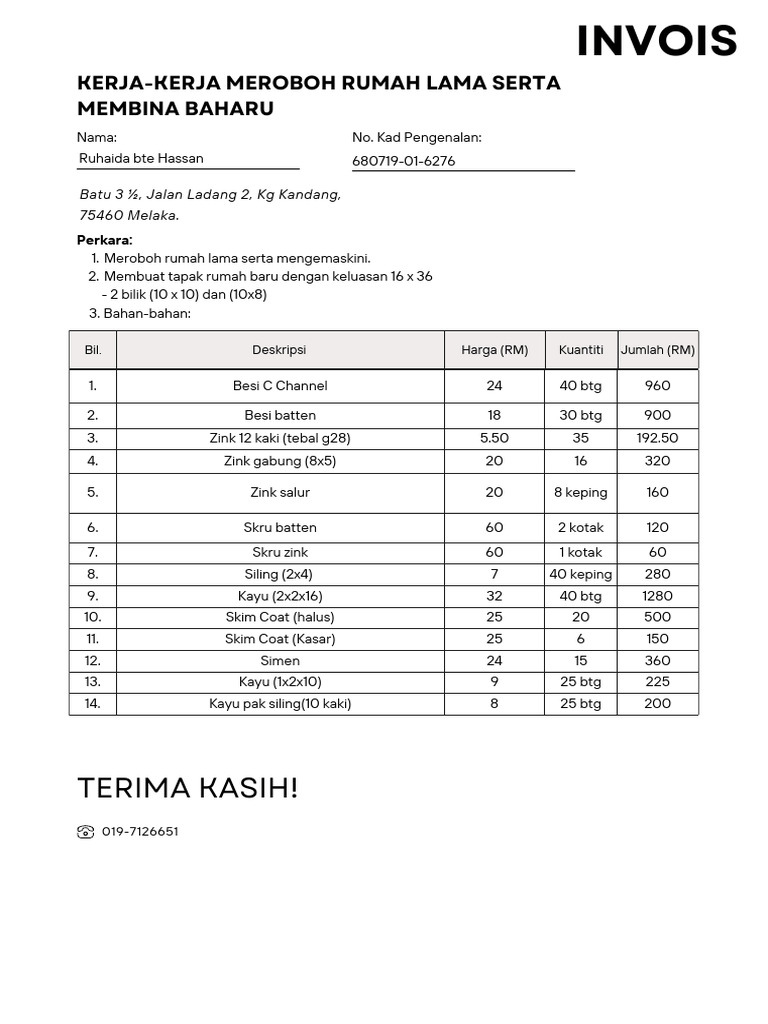 Invois PN Ruhaida Ke-2 | PDF