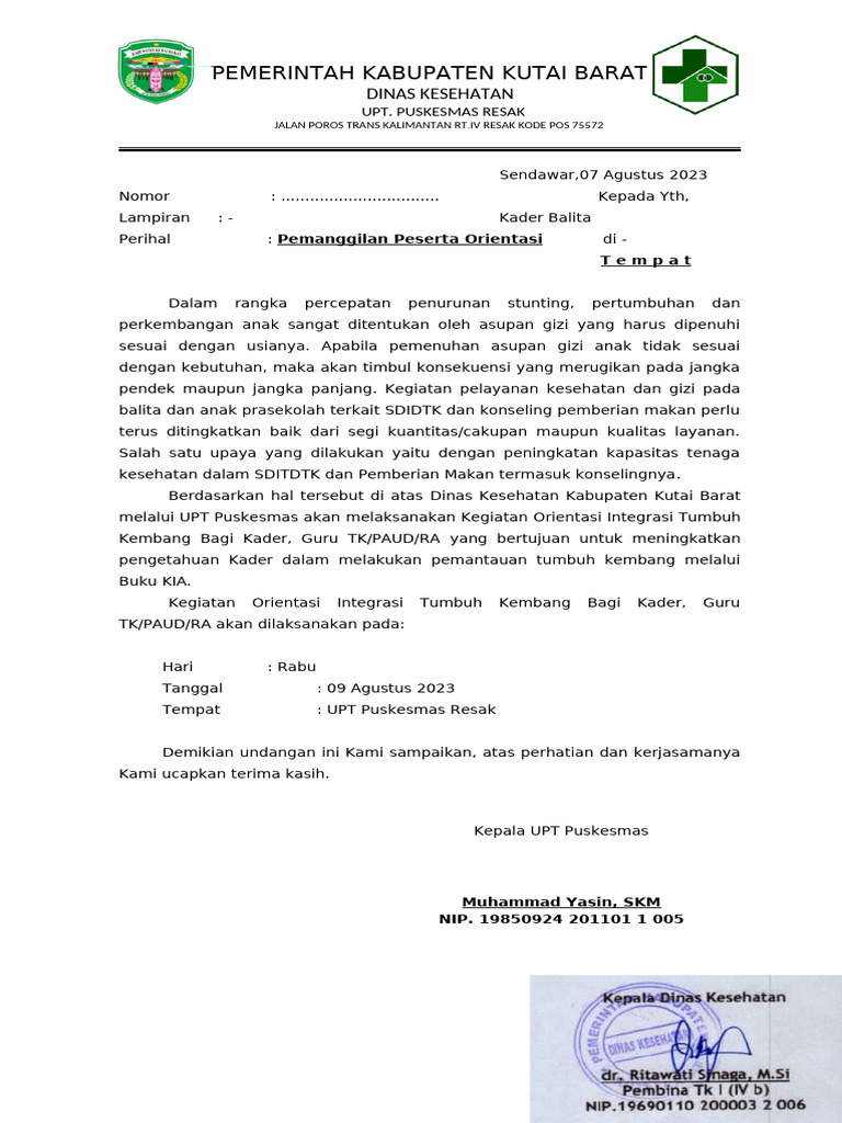 Surat Pemanggilan Peserta | PDF