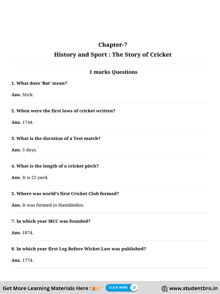 67f7667c70511 - 7. History and Sport The Story of Cricket PDF | PDF ...