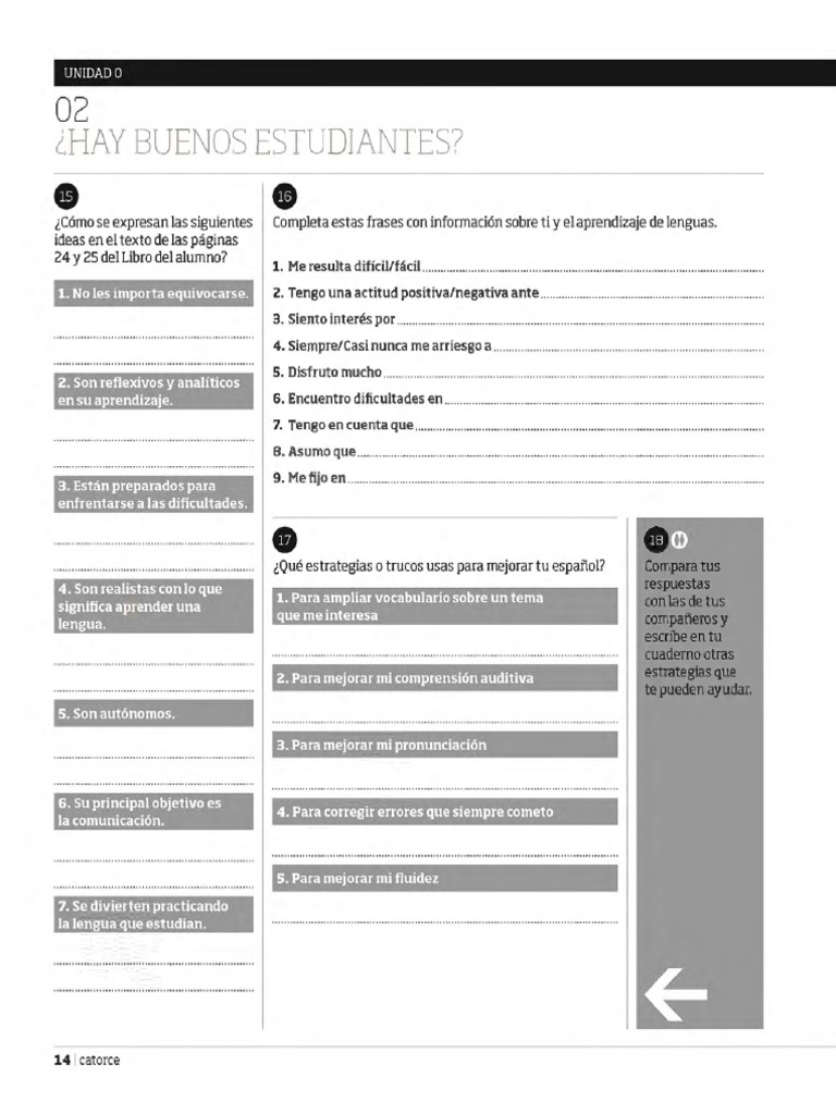 Características de Los Buenos Estudiantes Ejercicios | PDF ...