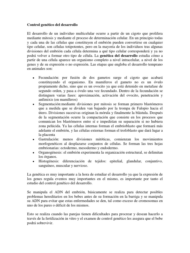 Control Genetico Del Desarrollo | Descargar gratis PDF | Histona ...
