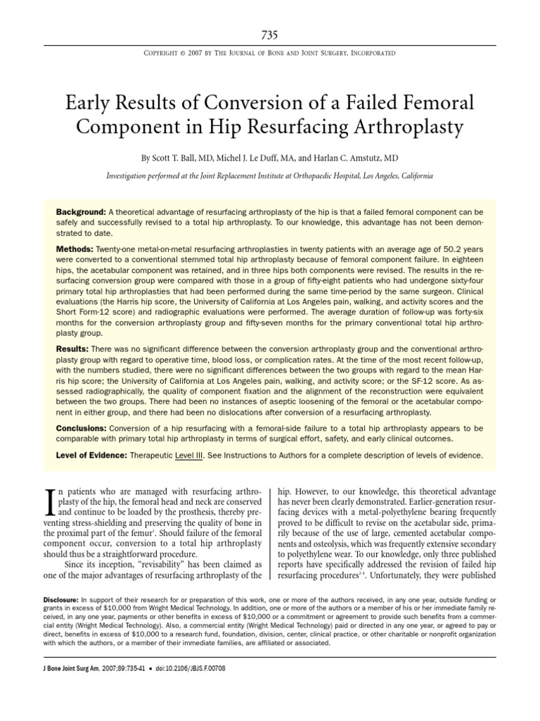 Early Results of Conversion of A Failed Femoral Component in Hip ...