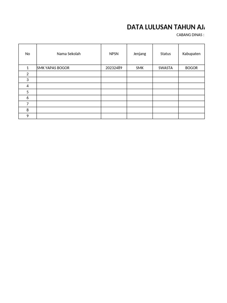 Data Lulusan SMK YAPAS Bogor 2025 | PDF