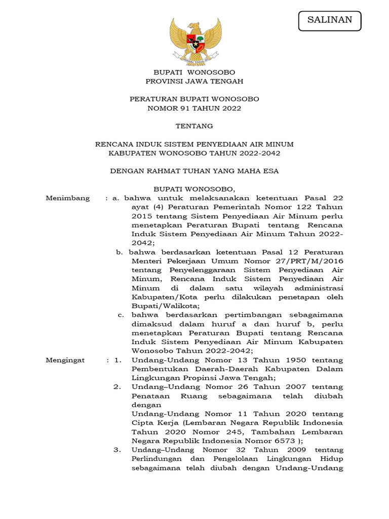 Perbup WNSB 91 - 2022 | PDF