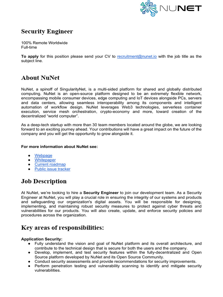 Security Engineer Job Description - Updated | PDF | Computer Security ...