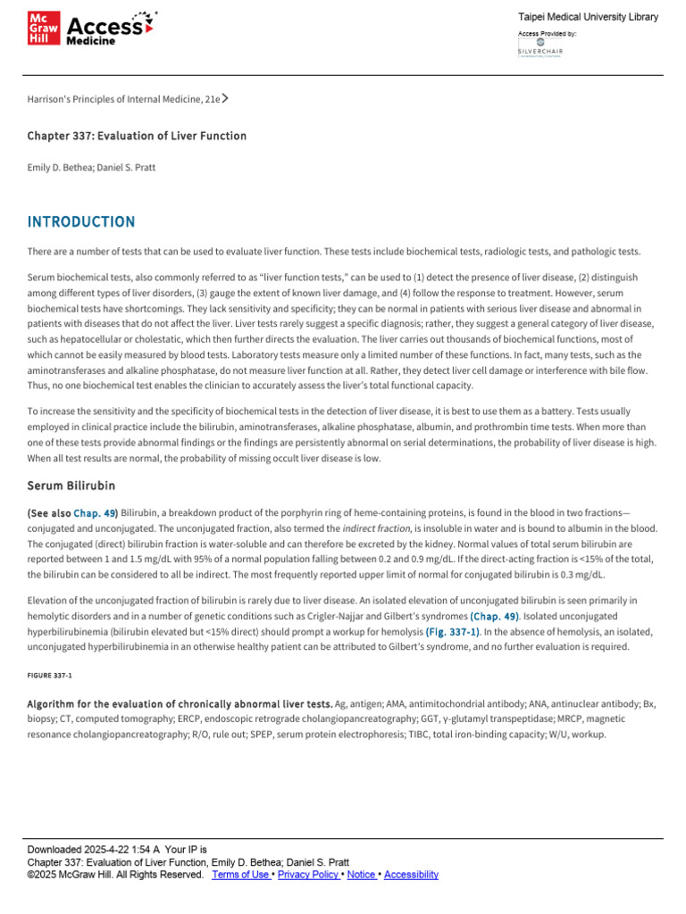 Chapter 337 - Evaluation of Liver Function | PDF | Cirrhosis | Liver