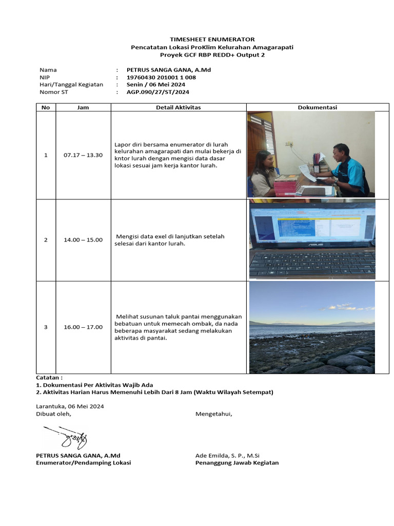Timesheet Enumerator ProKlim 2024 | PDF
