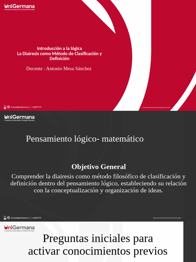 Semana 1 Introduccion A La Logica La Diairesis Como Metodo de ...