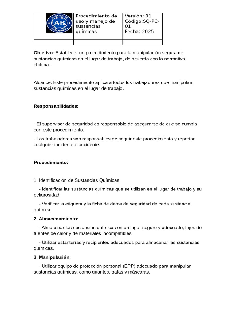 Plan de Sust Quimicas | PDF